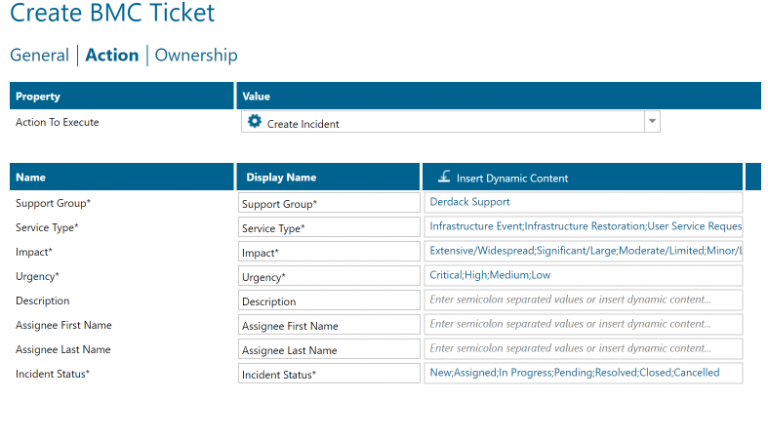 Derdack | Creating incidents in BMC